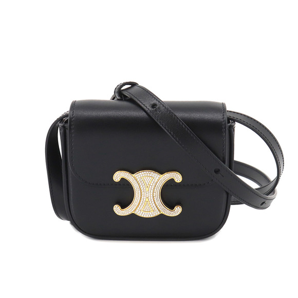Celine | Bags | Celine Celine Mini Triomphe Shoulder Bag Leather Black ...